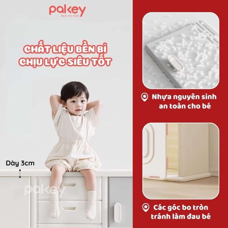 [New 2025] Tủ nhựa đựng đồ mẹ bé 5 ngăn 4 cánh Pakey E011
